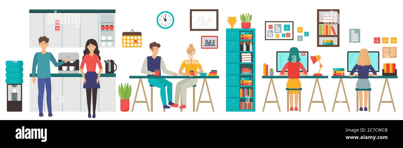 Coworking center interior concept. Business meeting in shared working ...