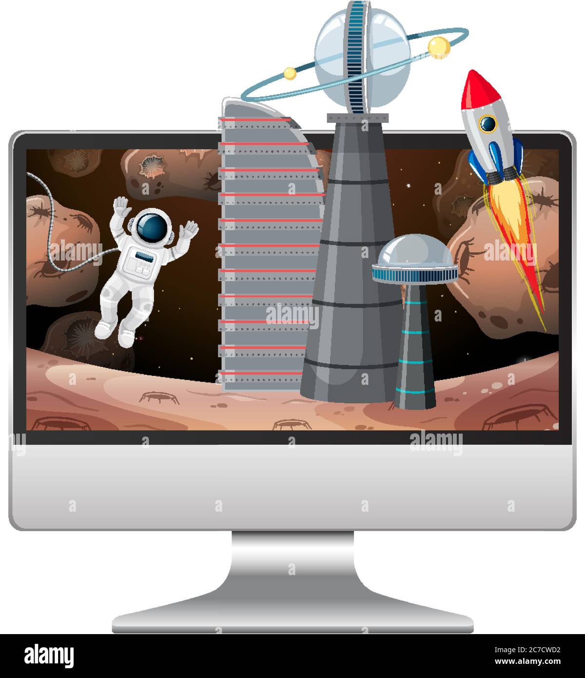 Galaxy background on computer screen illustration Stock Vector Image ...