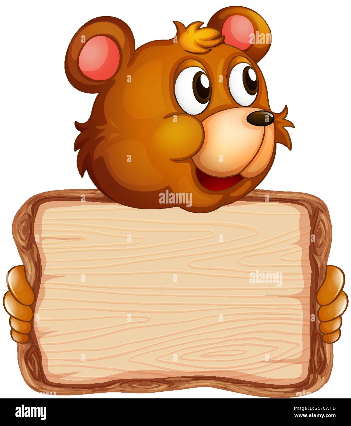 Board template with cute bear on white background illustration Stock ...