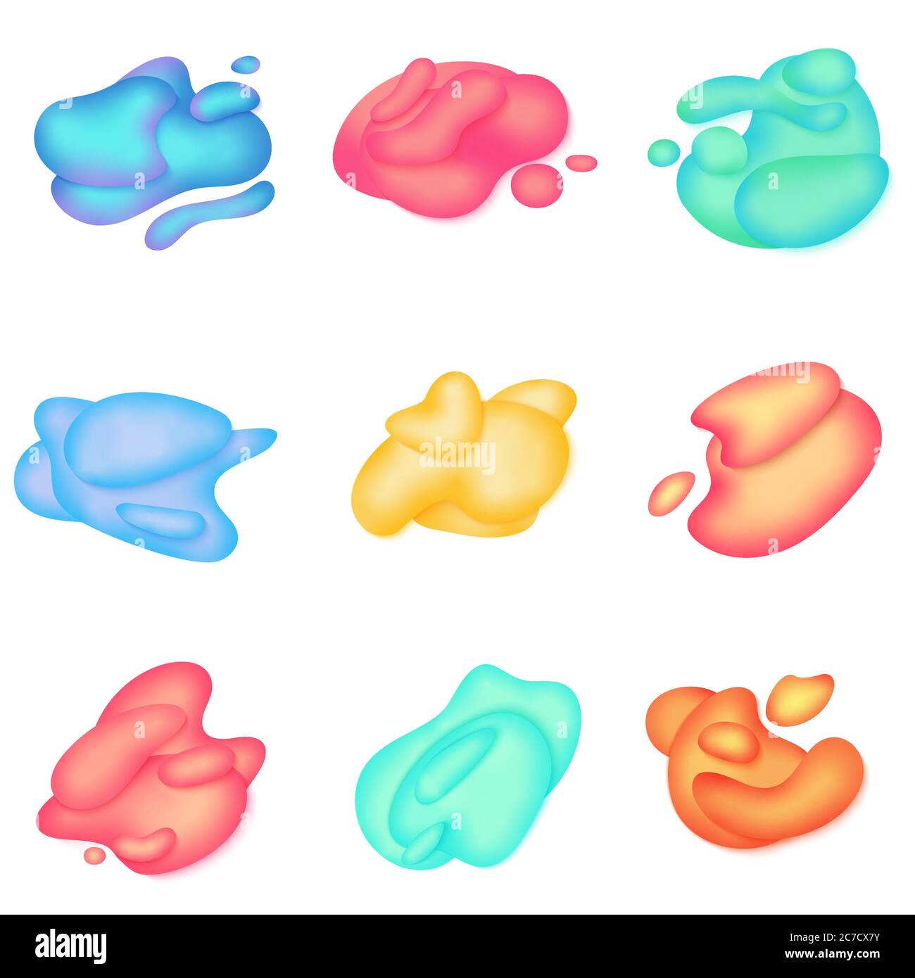 Gradient liquid 3d shapes set vector illustration Stock Vector Image ...