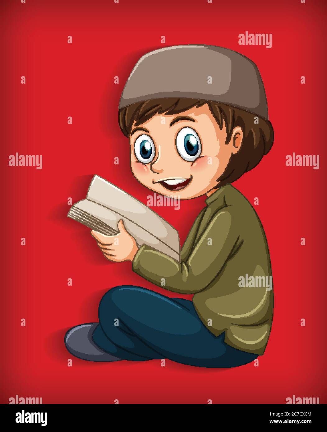 Muslim boy reading from the quran illustration Stock Vector Image & Art ...