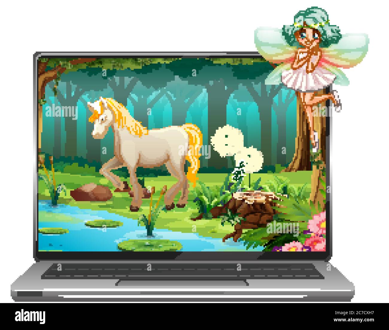 Fairy tale on computer background illustration Stock Vector Image & Art ...