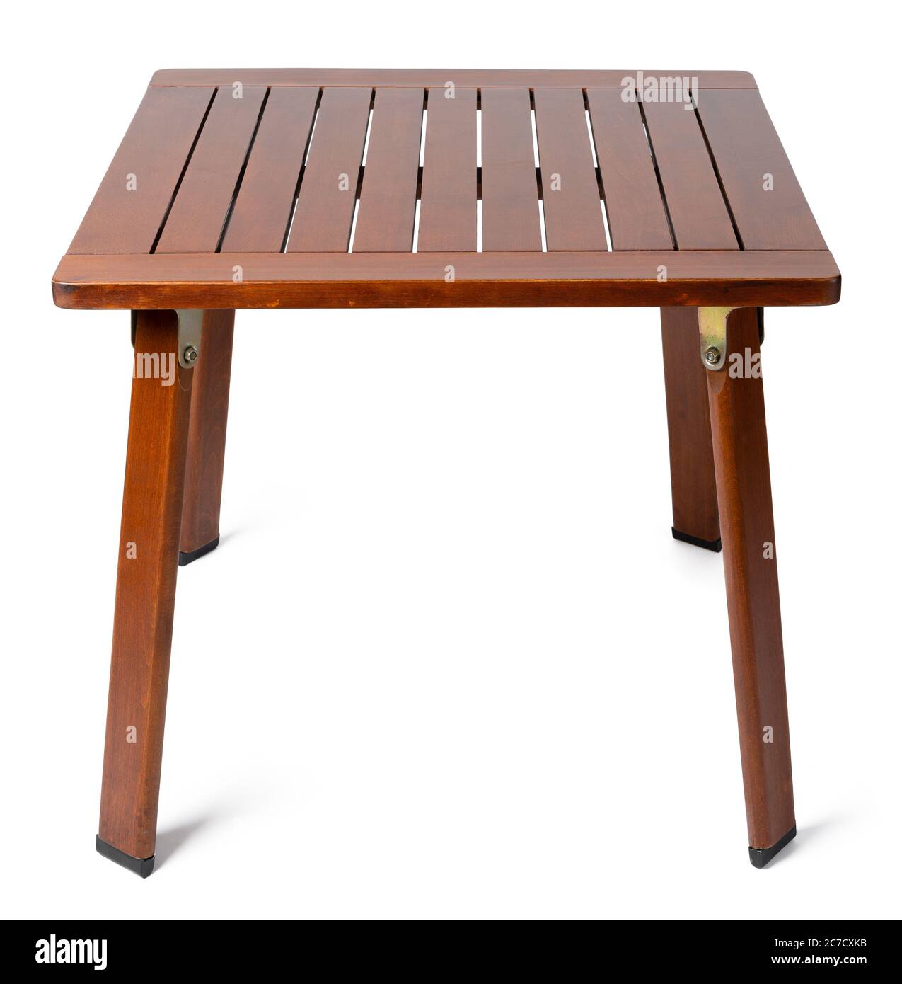 Wooden table with rectangle tabletop isolated on white Stock Photo - Alamy