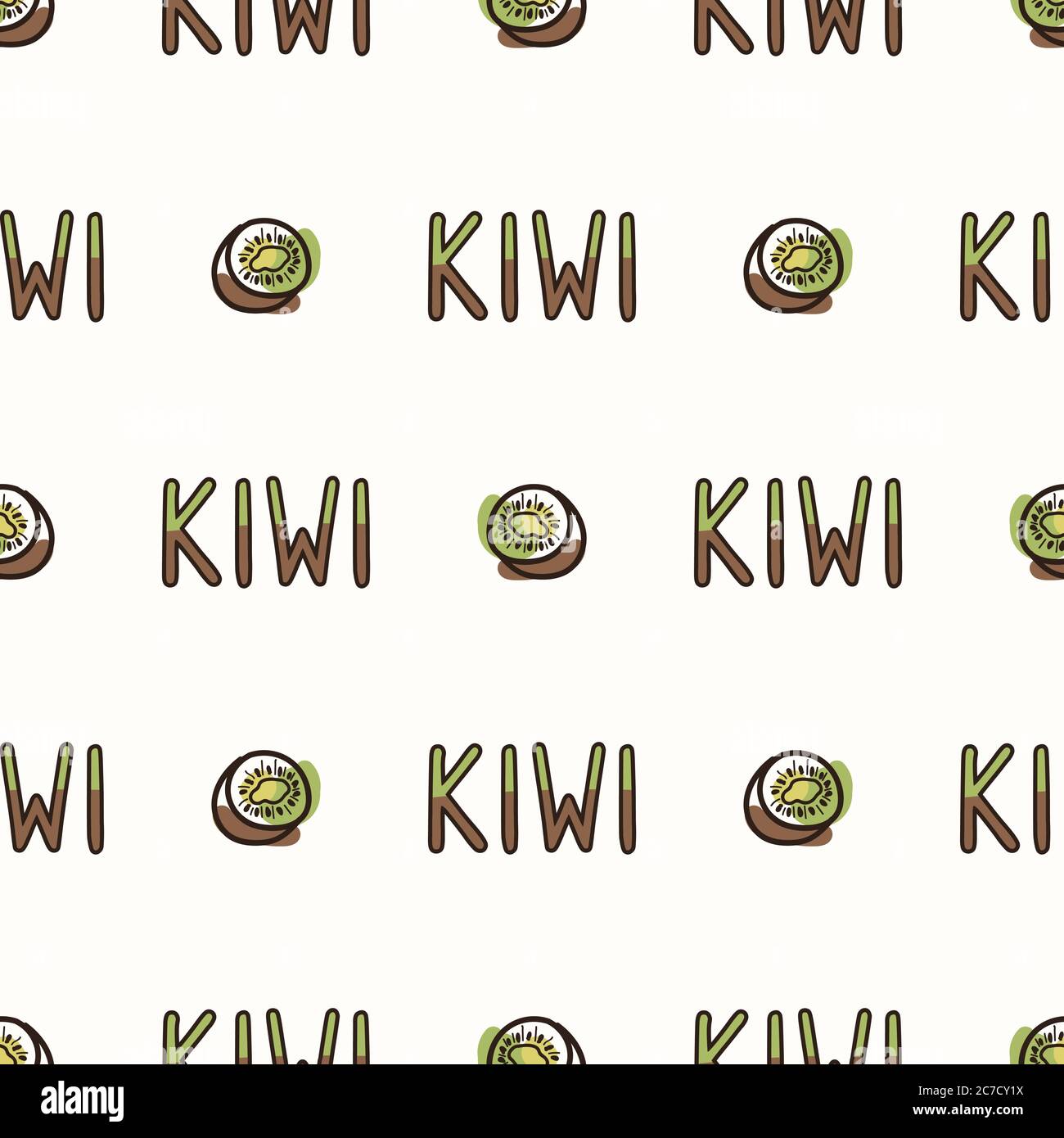 Seamless background kiwi text. Gender neutral kid food pattern. Simple ...