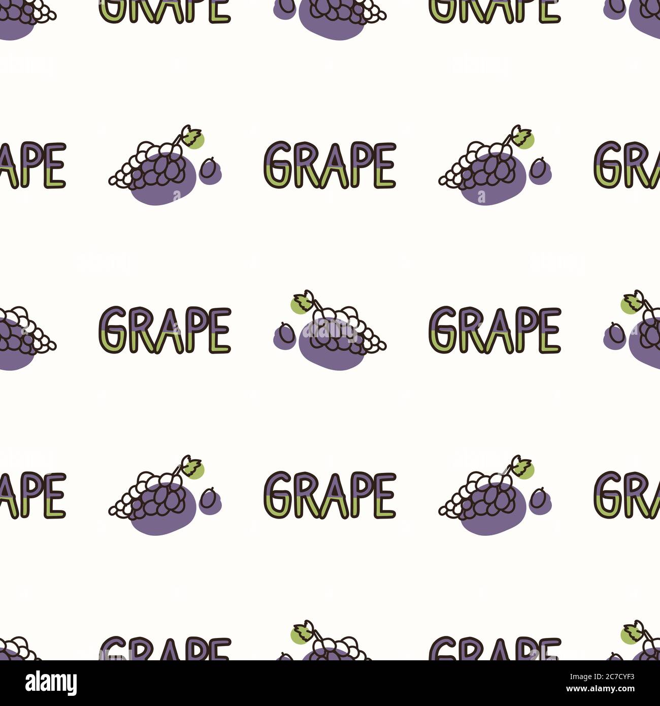 Seamless background grape text. Gender neutral kid food pattern. Simple ...