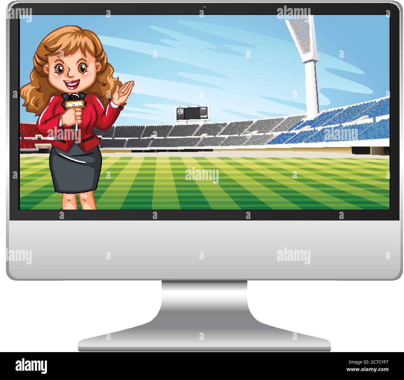Football match news on computer screen isolated illustration Stock ...