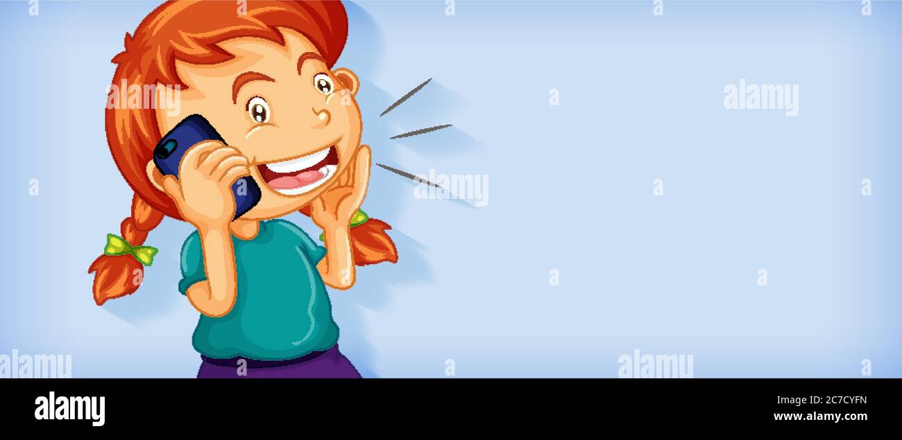 Cute girl talking on the phone cartoon character isolated illustration ...