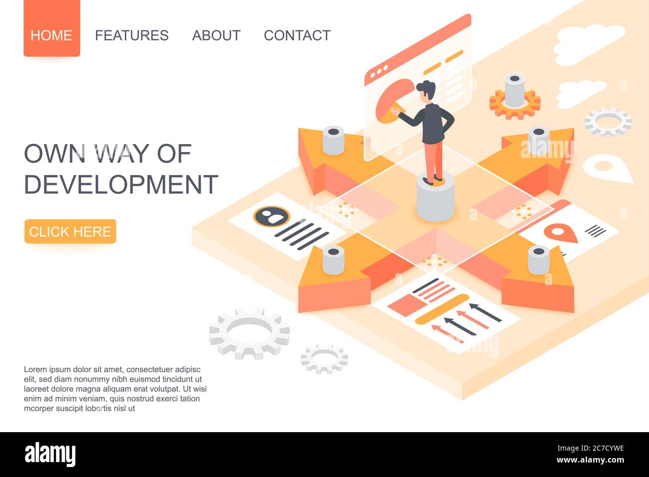 Vector design of landing page template of inspirational website with ...