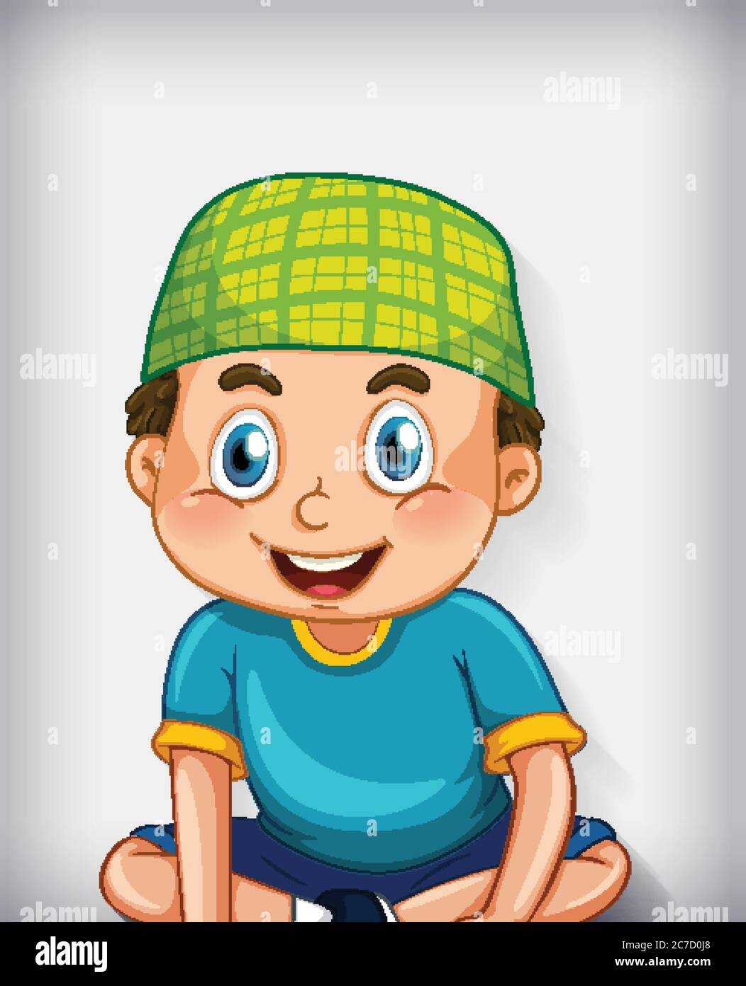 Male muslim cartoon character on colour gradient background ...