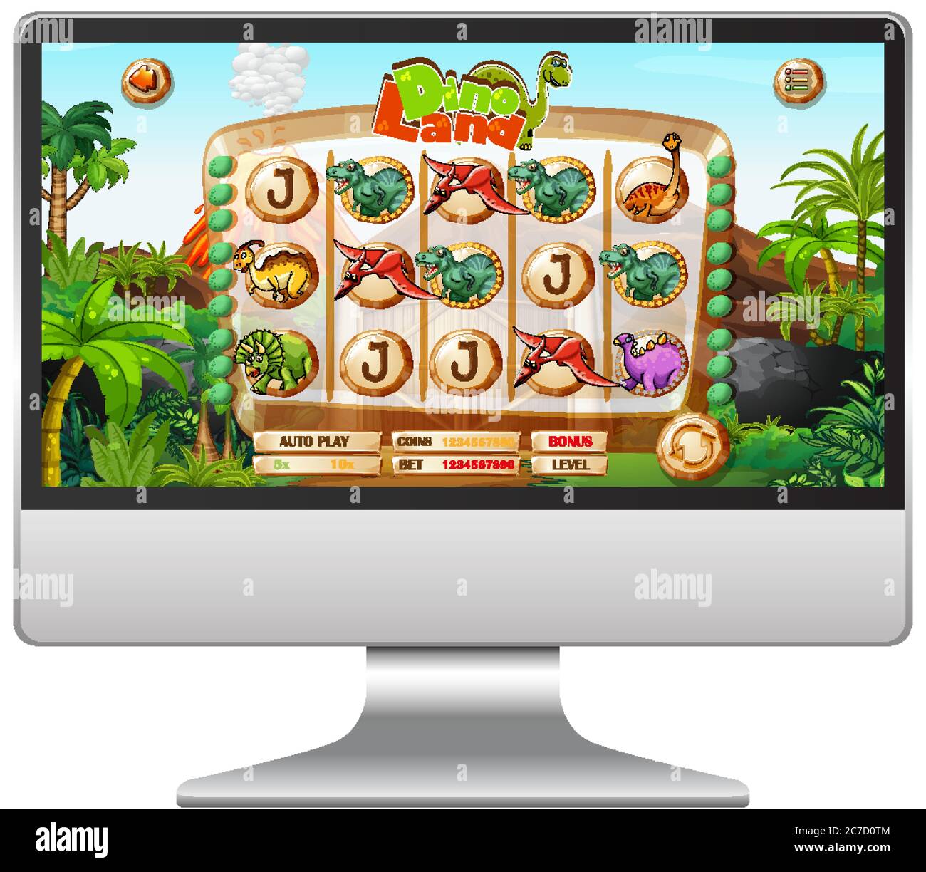 Dinosaur game on computer screen illustration Stock Vector Image & Art ...