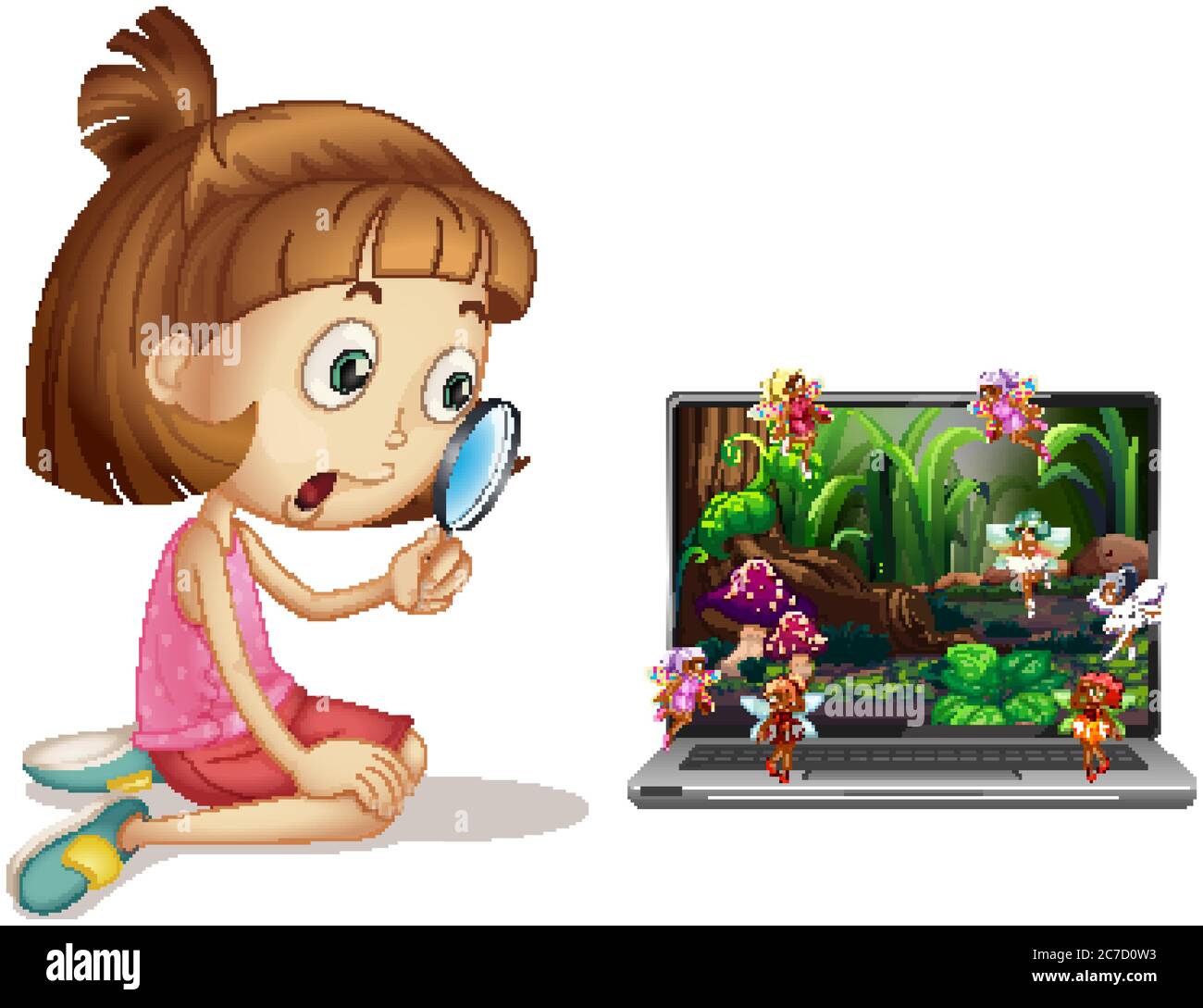 Fairy tale on computer screen illustration Stock Vector Image & Art - Alamy