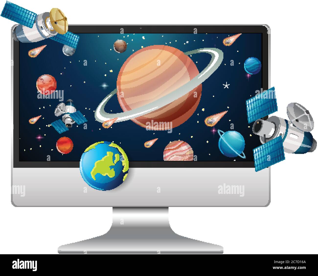 Solar system on computer background illustration Stock Vector Image ...
