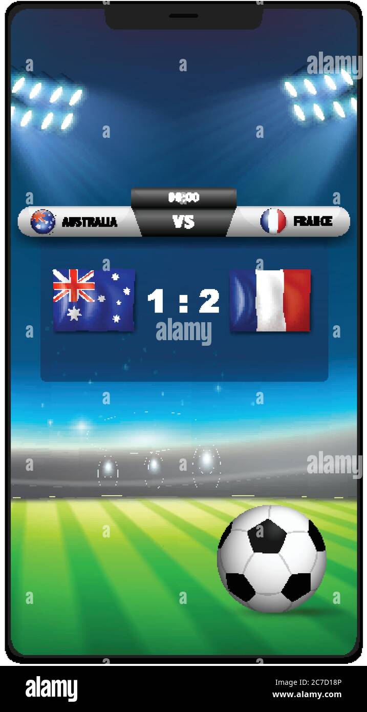 Football match score news on smartphone screen isolated illustration ...