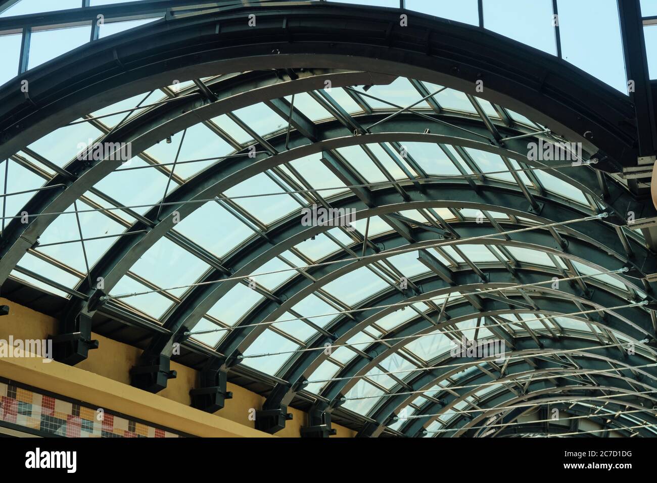 metal and glass structures of the clerestory ceiling Stock Photo - Alamy