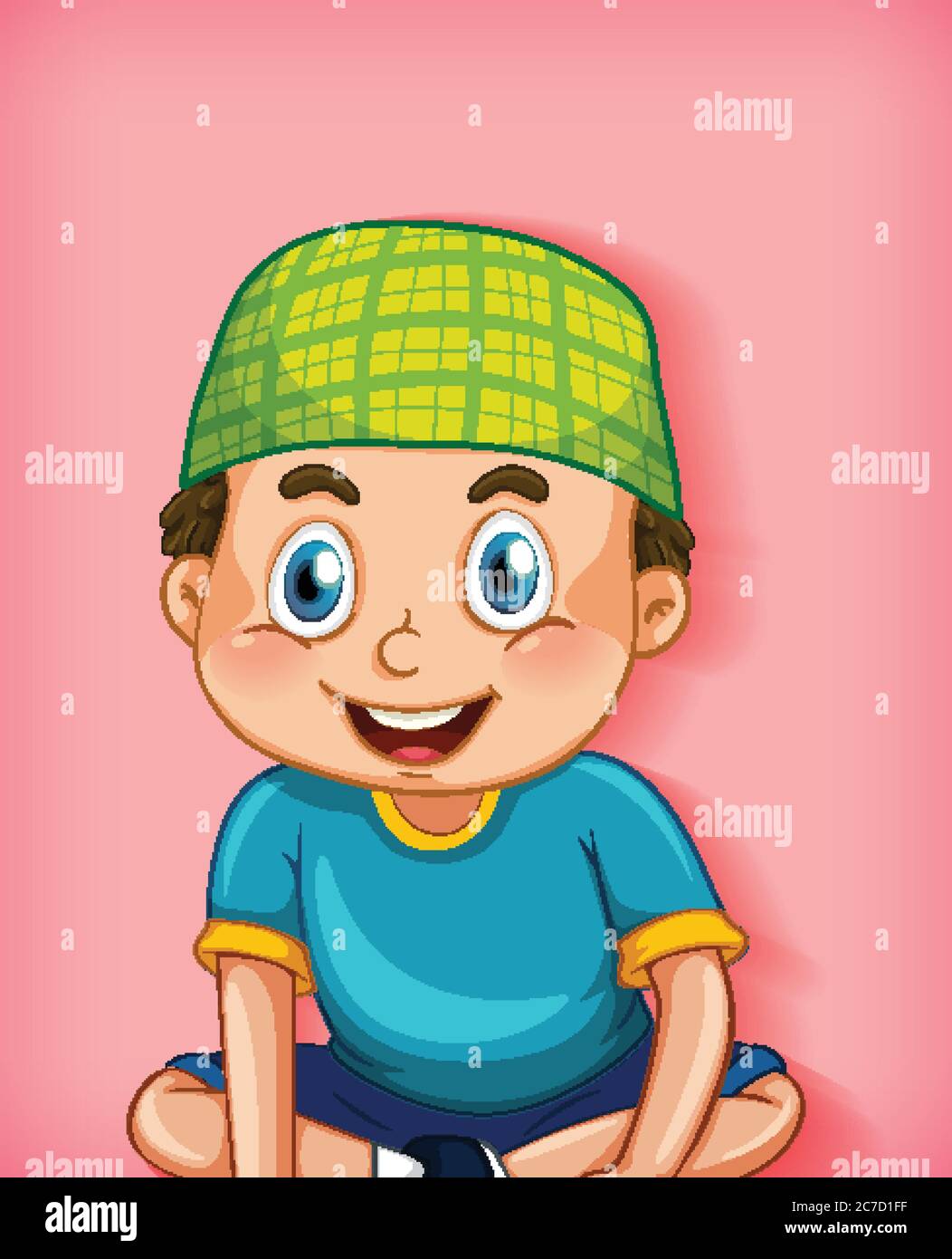 Male muslim cartoon character on colour gradient background ...