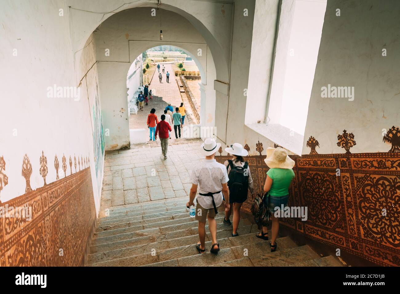 Old Goa, India. People Walking Near The Archaeological Museum of Goa ...