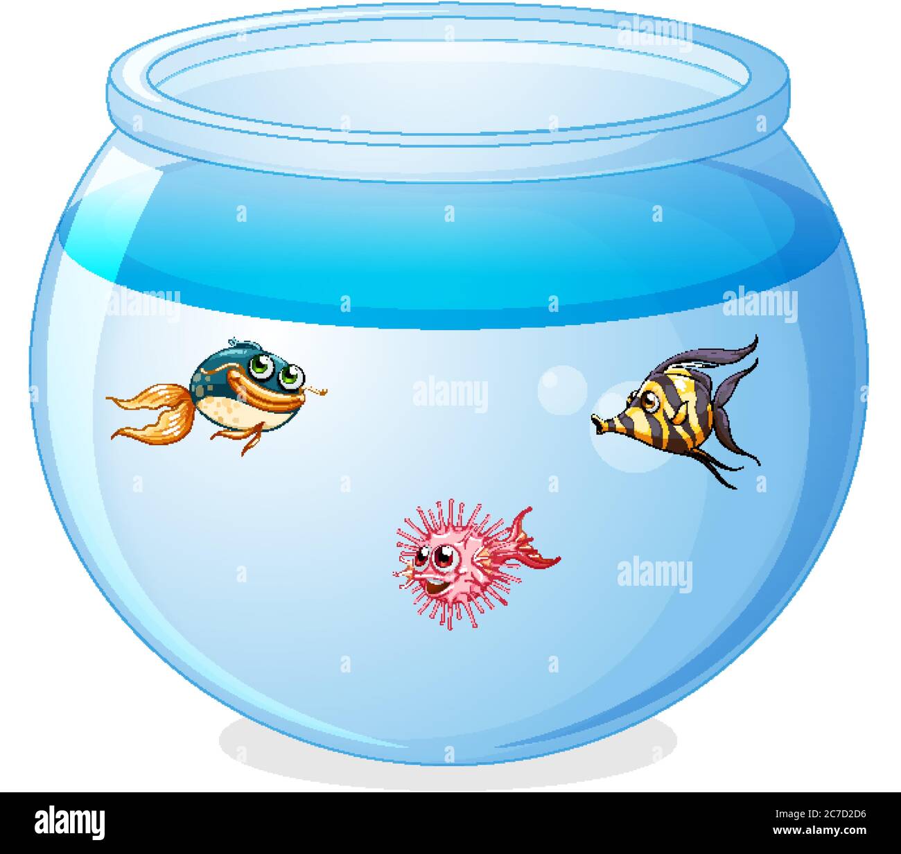 Cute fishes in the tank cartoon isolated illustration Stock Vector ...