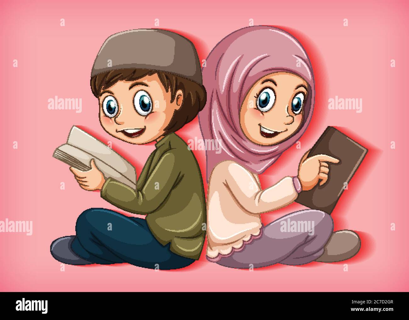 Muslim students reading the book illustration Stock Vector Image & Art ...