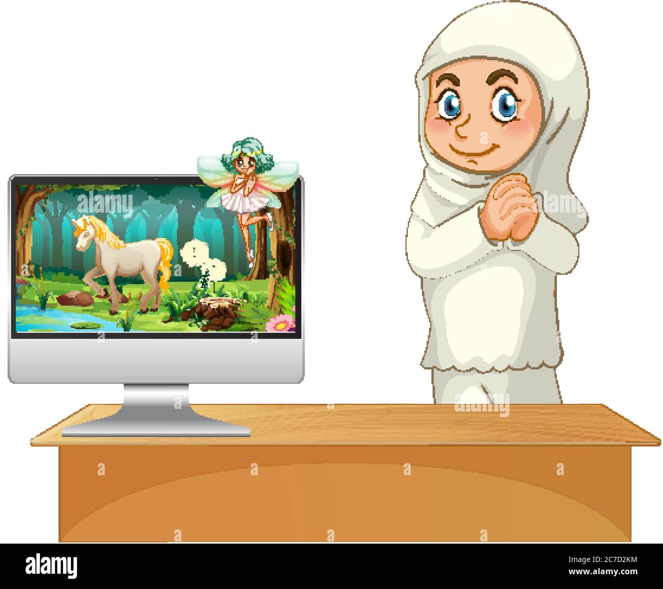 Fairy tale on computer background illustration Stock Vector Image & Art ...