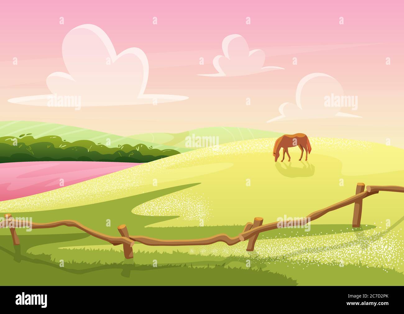 Rural field on hill Stock Vector Images - Alamy