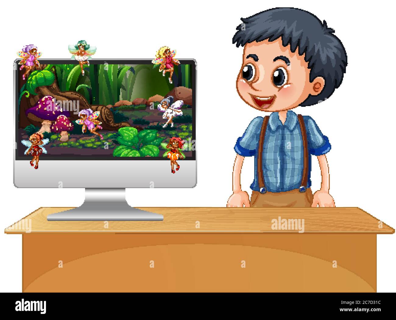 Fairy tale on computer screen illustration Stock Vector Image & Art - Alamy