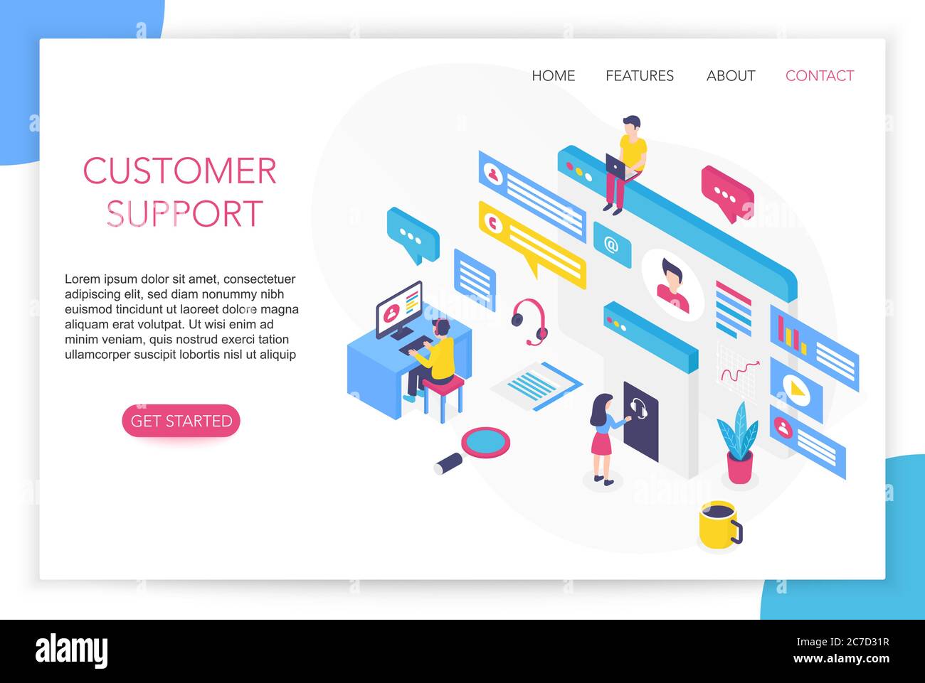 Online call customer isometric Stock Vector Images - Alamy