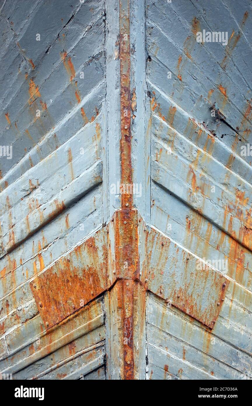Closeup of rusty iron ship walls with grey paint on it Stock Photo - Alamy