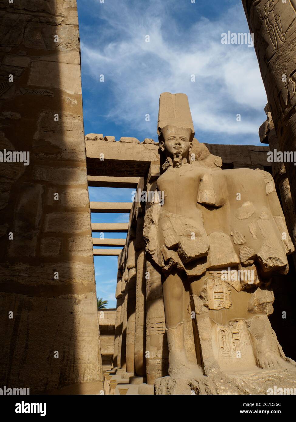 a statue of an old pharao inside karnak temple in luxor egypt Stock ...