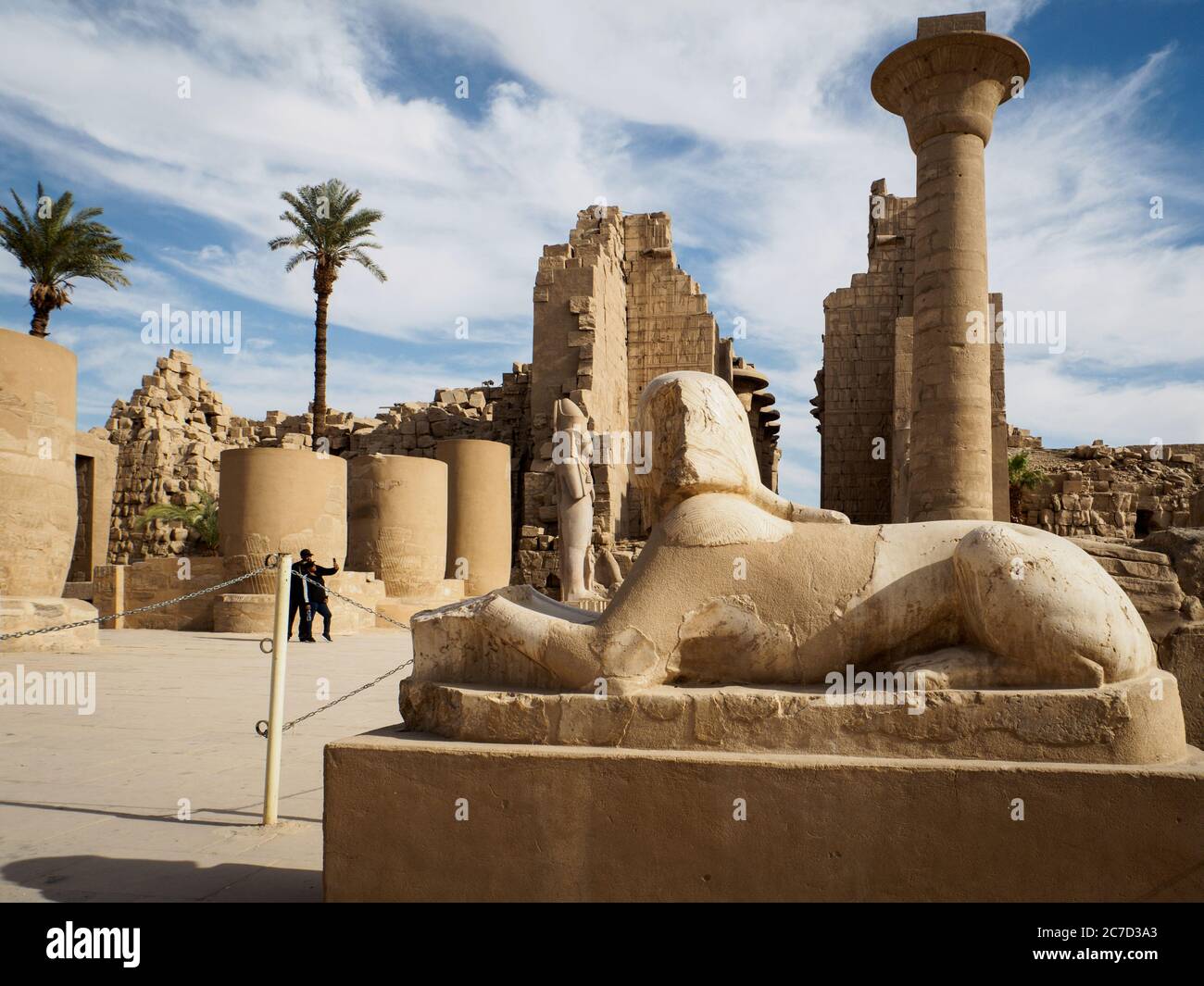 a marble sphinx watching over karnak temple complex Stock Photo - Alamy