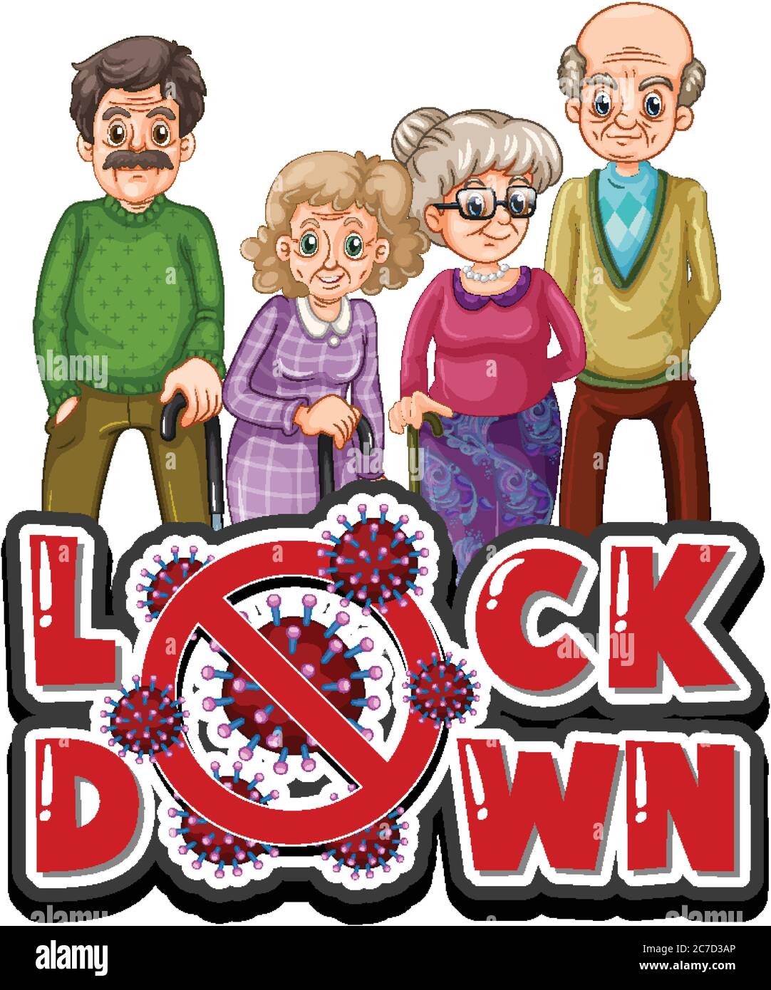 Old people with lockdown sign illustration Stock Vector Image & Art - Alamy