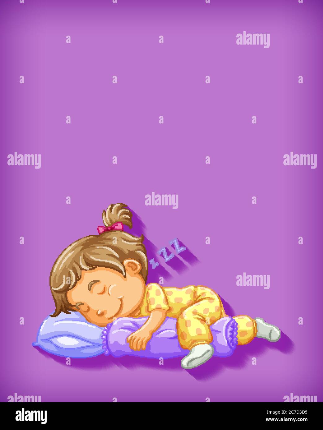Cute girl sleeping cartoon character isolated illustration Stock Vector ...