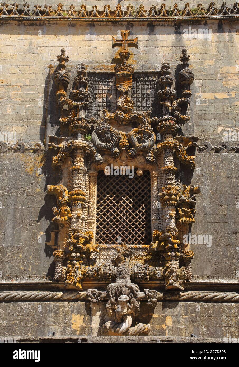 Portugal, Tomar. Facade of the Convent of Christ with its famous ...
