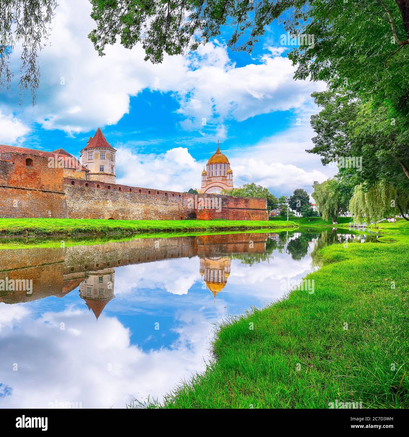 Scenery with middle ages Fagaras Citadel built in Transylvania built in ...