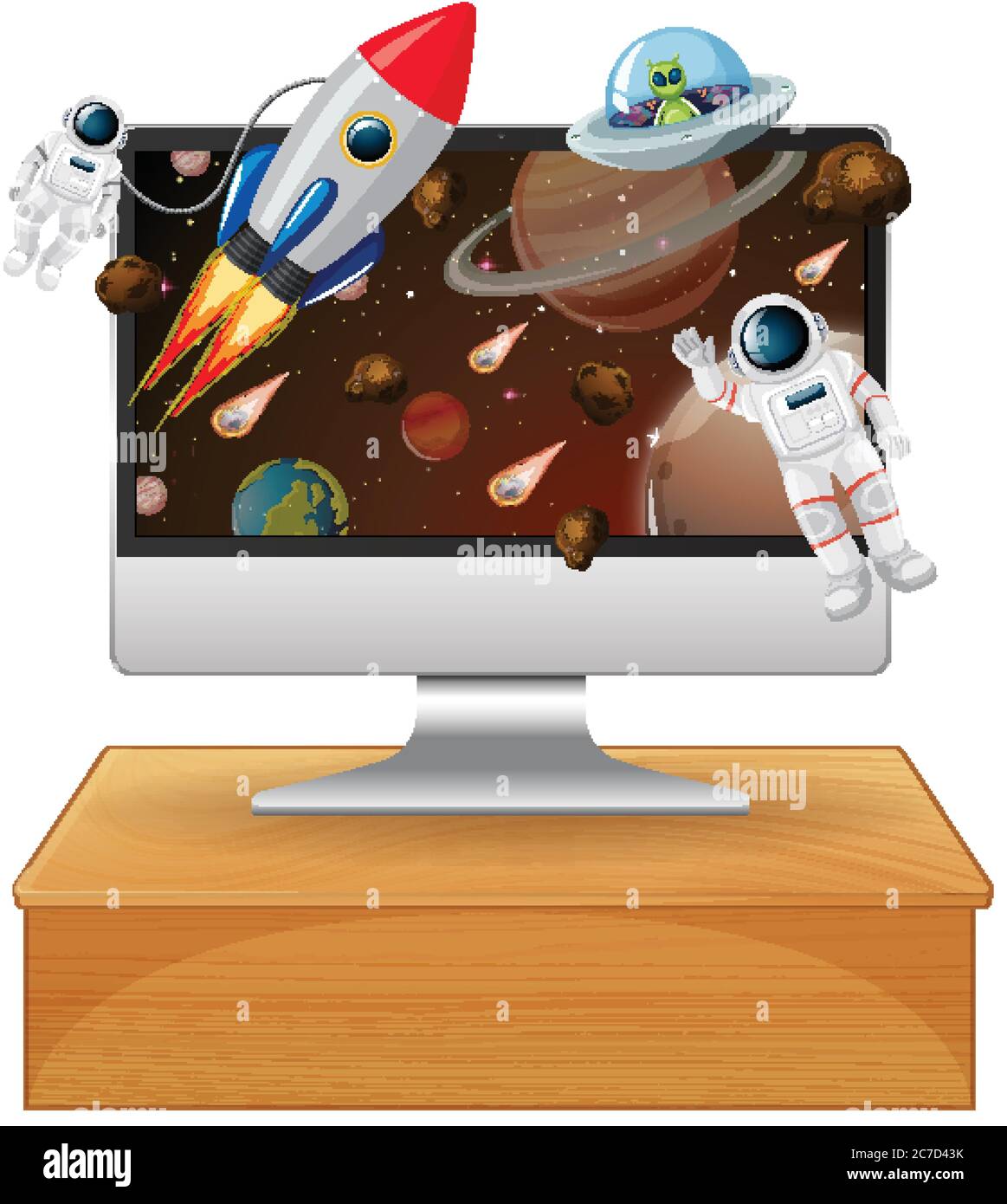 Computer with space scene illustration Stock Vector Image & Art - Alamy