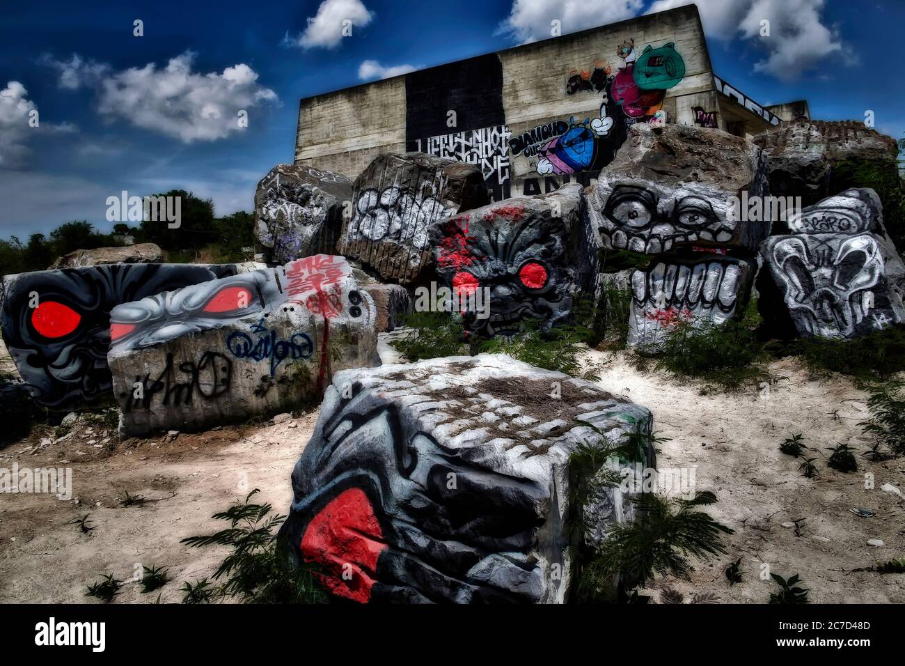 Graffiti. Colourful art. Painted rocks and boulders Stock Photo - Alamy