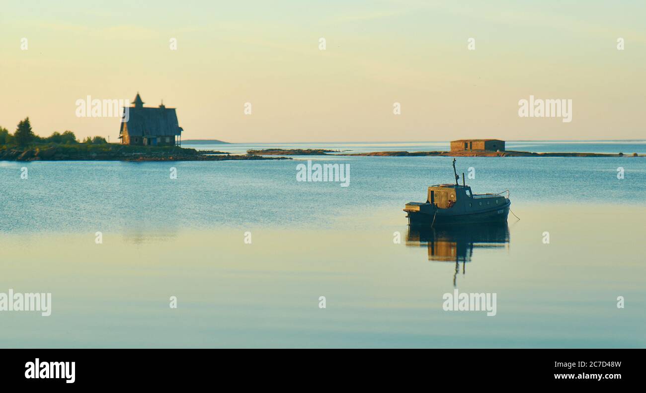 Old run down wooden Saint Nicholas chapel in rural remote natural place ...