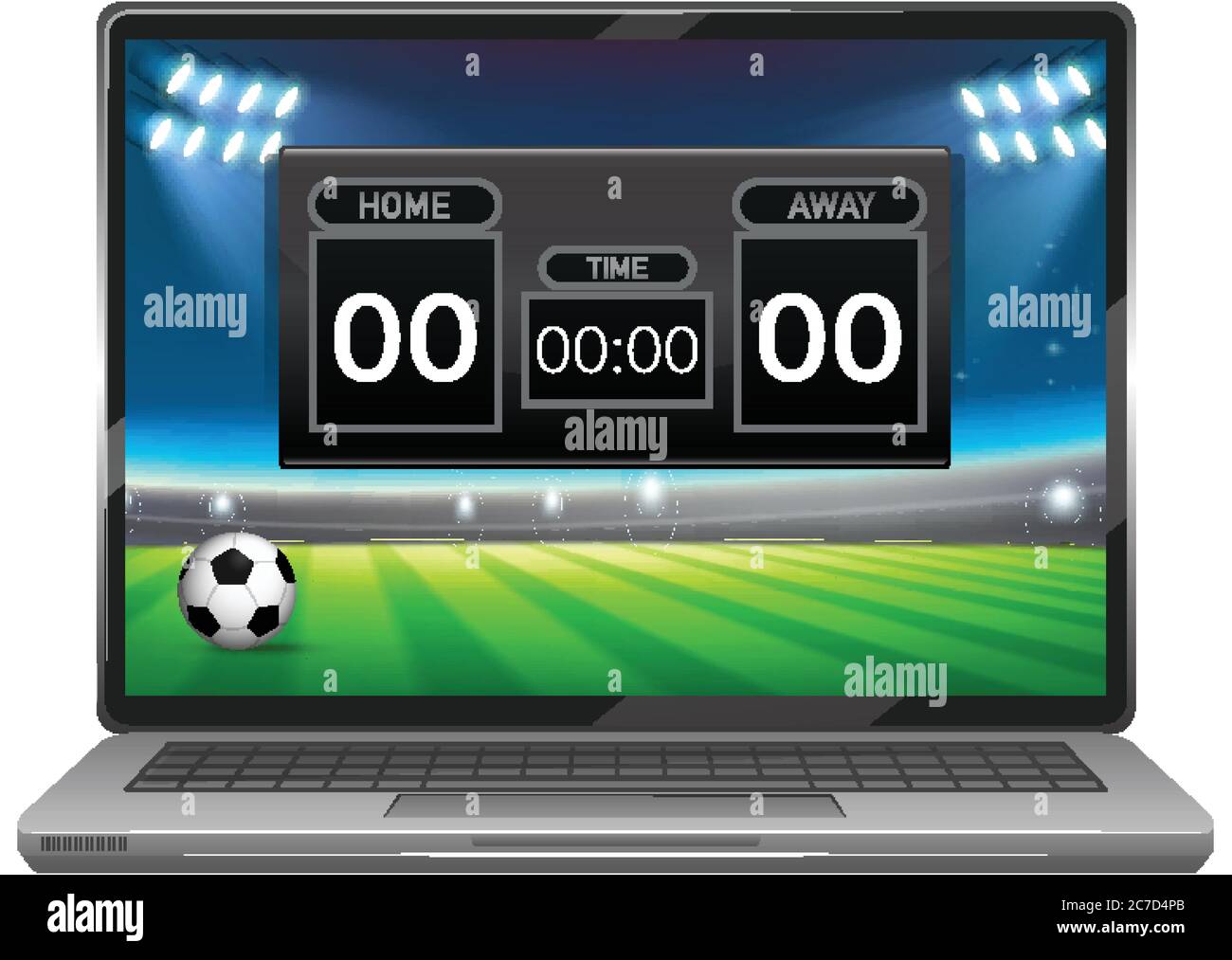 Football match score news on laptop screen isolated illustration Stock ...