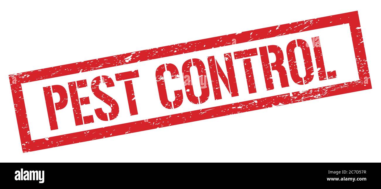 PEST CONTROL red grungy rectangle stamp sign Stock Photo - Alamy