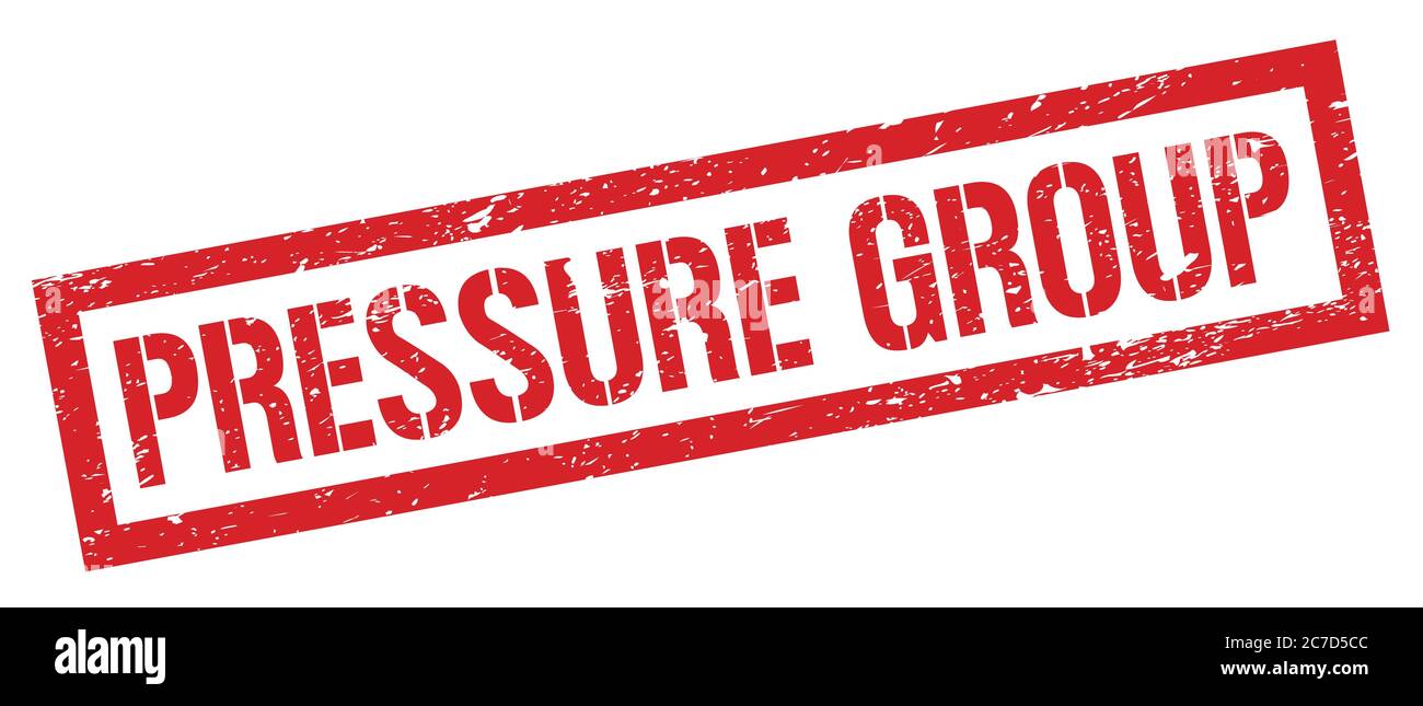 PRESSURE GROUP red grungy rectangle stamp sign Stock Photo - Alamy