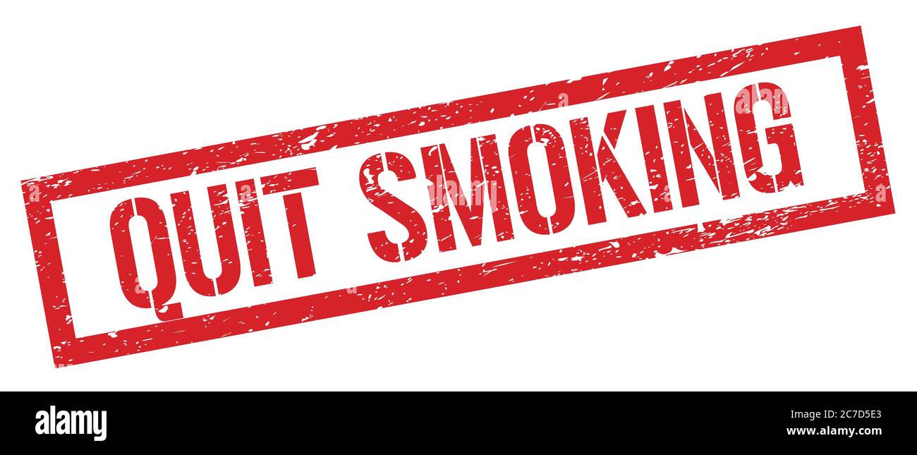 QUIT SMOKING red grungy rectangle stamp sign Stock Photo - Alamy
