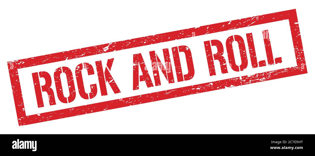 ROCK AND ROLL red grungy rectangle stamp sign Stock Photo - Alamy