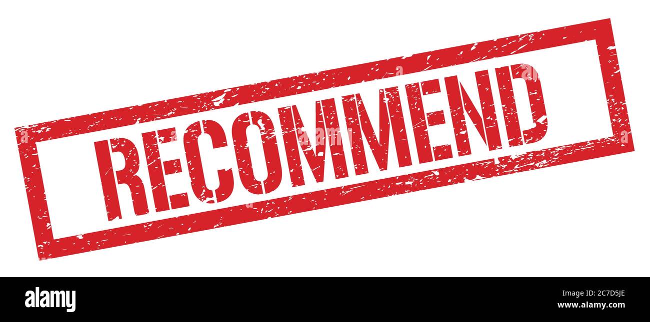 RECOMMEND red grungy rectangle stamp sign Stock Photo - Alamy