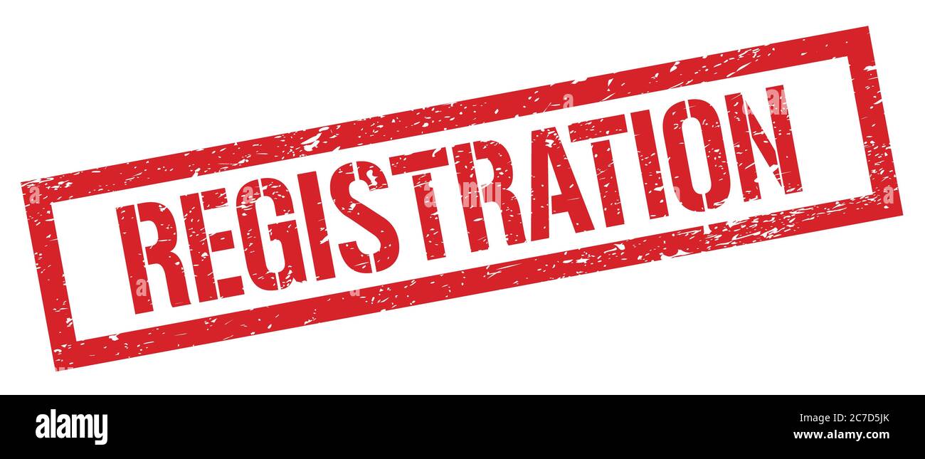 REGISTRATION red grungy rectangle stamp sign Stock Photo - Alamy
