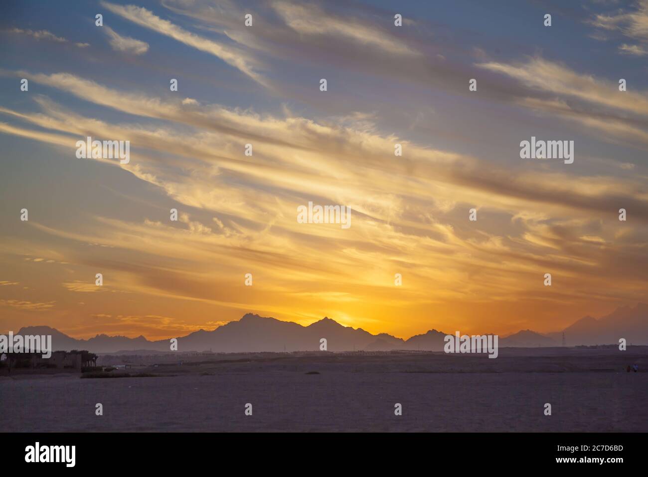 Landscape shot of the sunset sky over a beach in Egypt with beautiful ...
