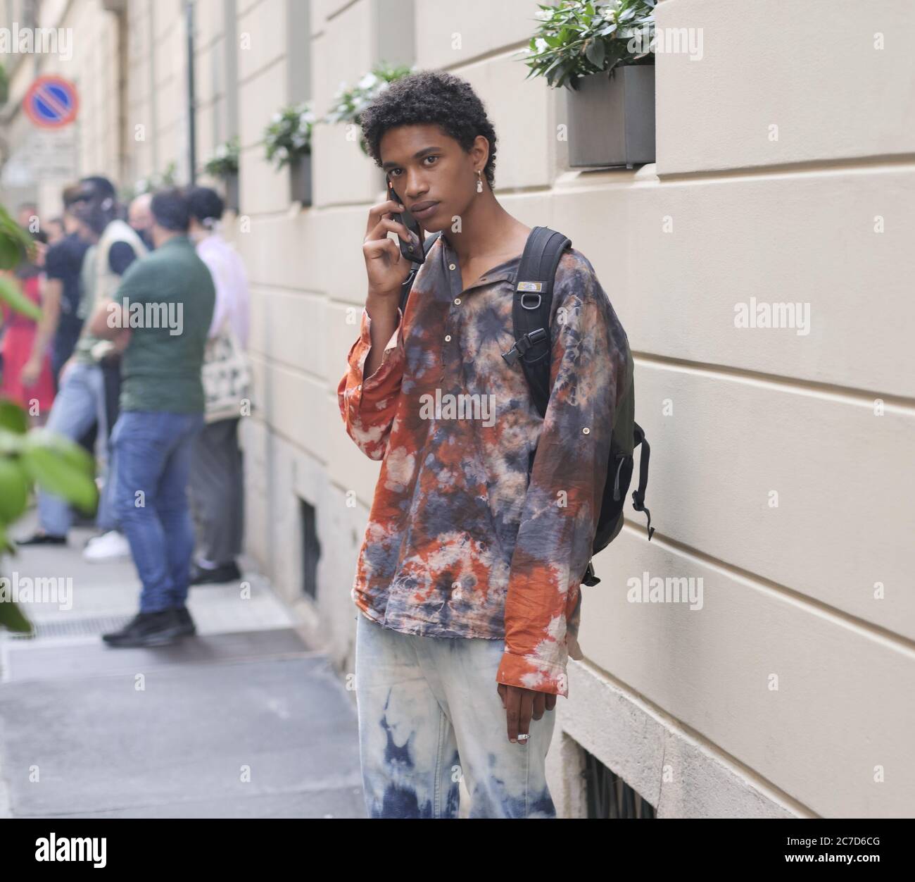 Milan, Italy: 15 July 2020: Models posing for photographers in the ...