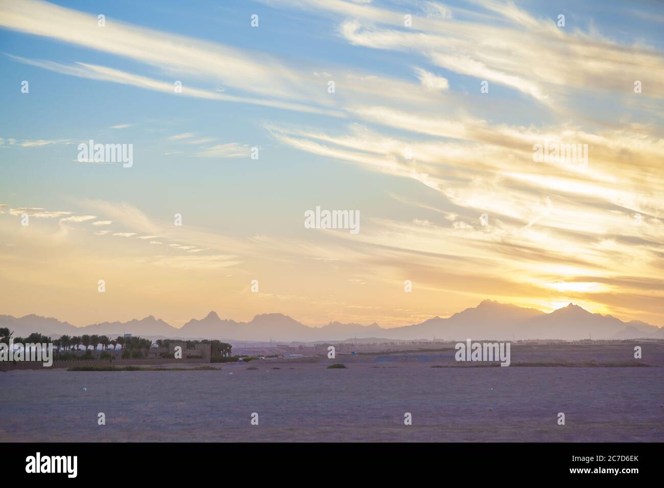 Landscape shot of the sunset sky over a beach in Egypt with beautiful ...