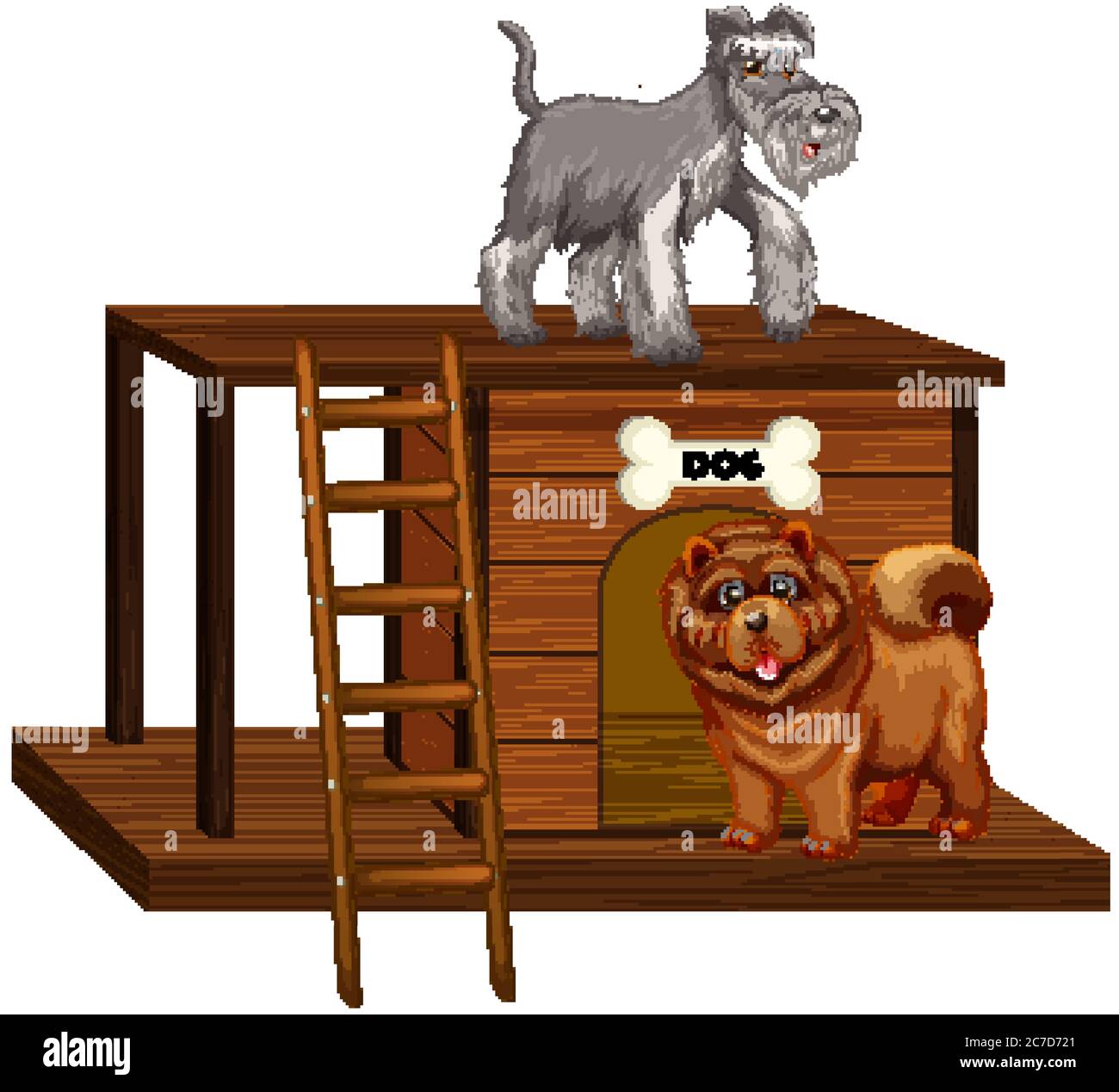 Dog house with cute dogs isolated illustration Stock Vector Image & Art ...