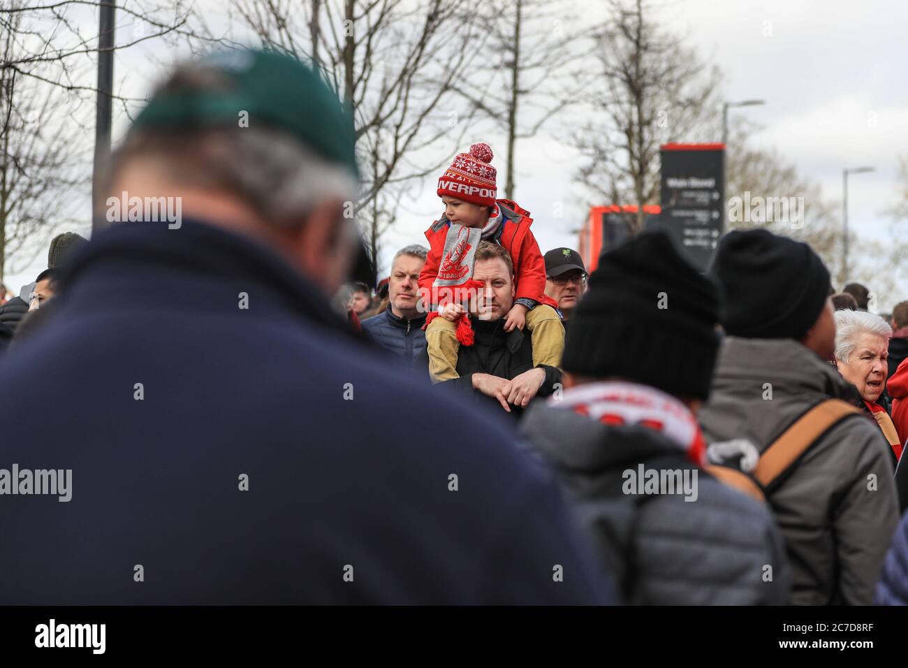 A young liverpool fan outside anfield hi-res stock photography and ...