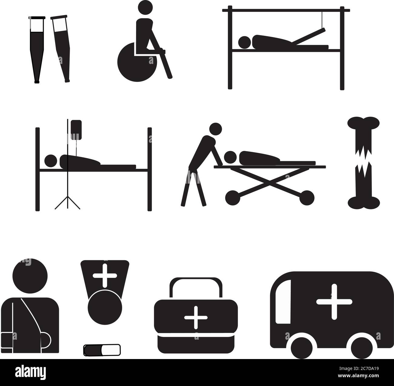 Set of icons on the medical theme. Traumatology. Vector illustration ...