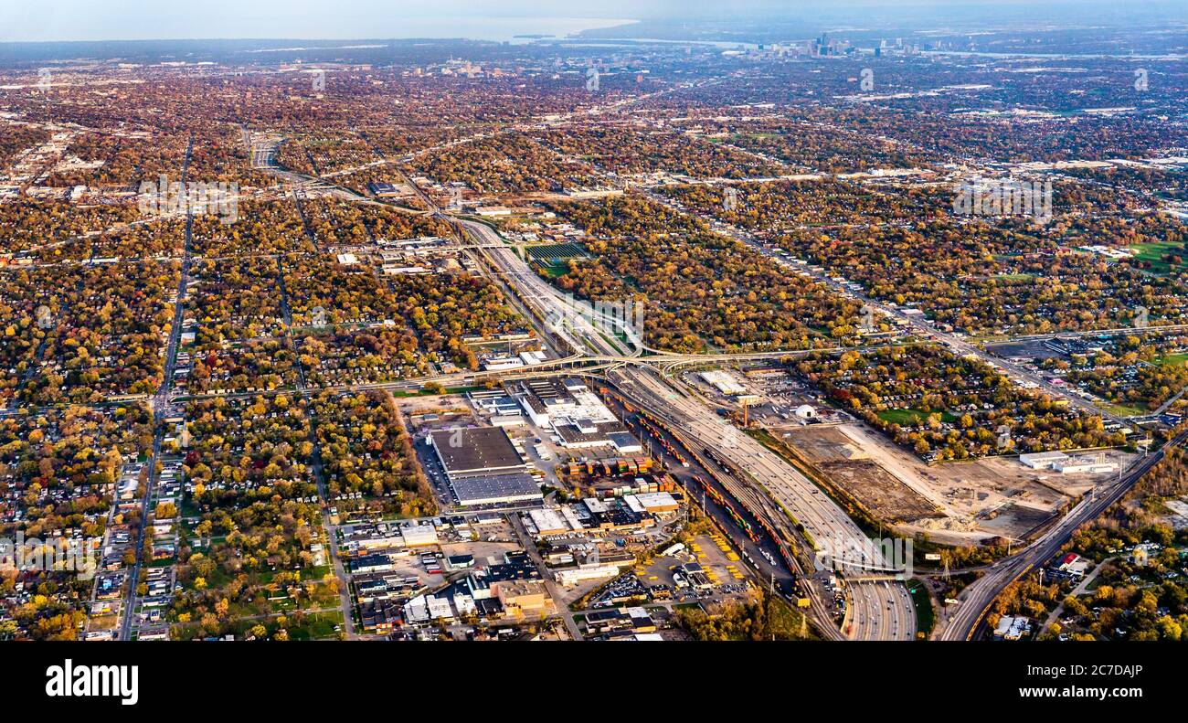 Detroit aerial view hi-res stock photography and images - Alamy